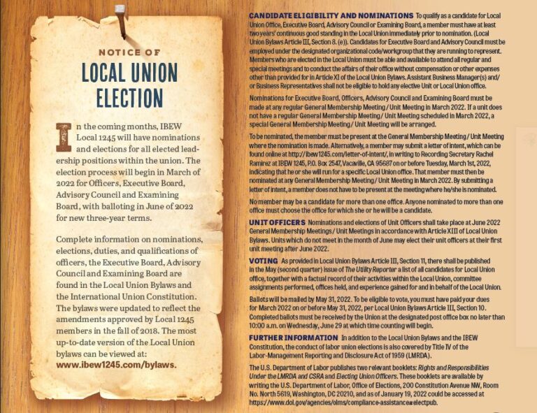 IBEW 1245 Union Election Portal for Candidates